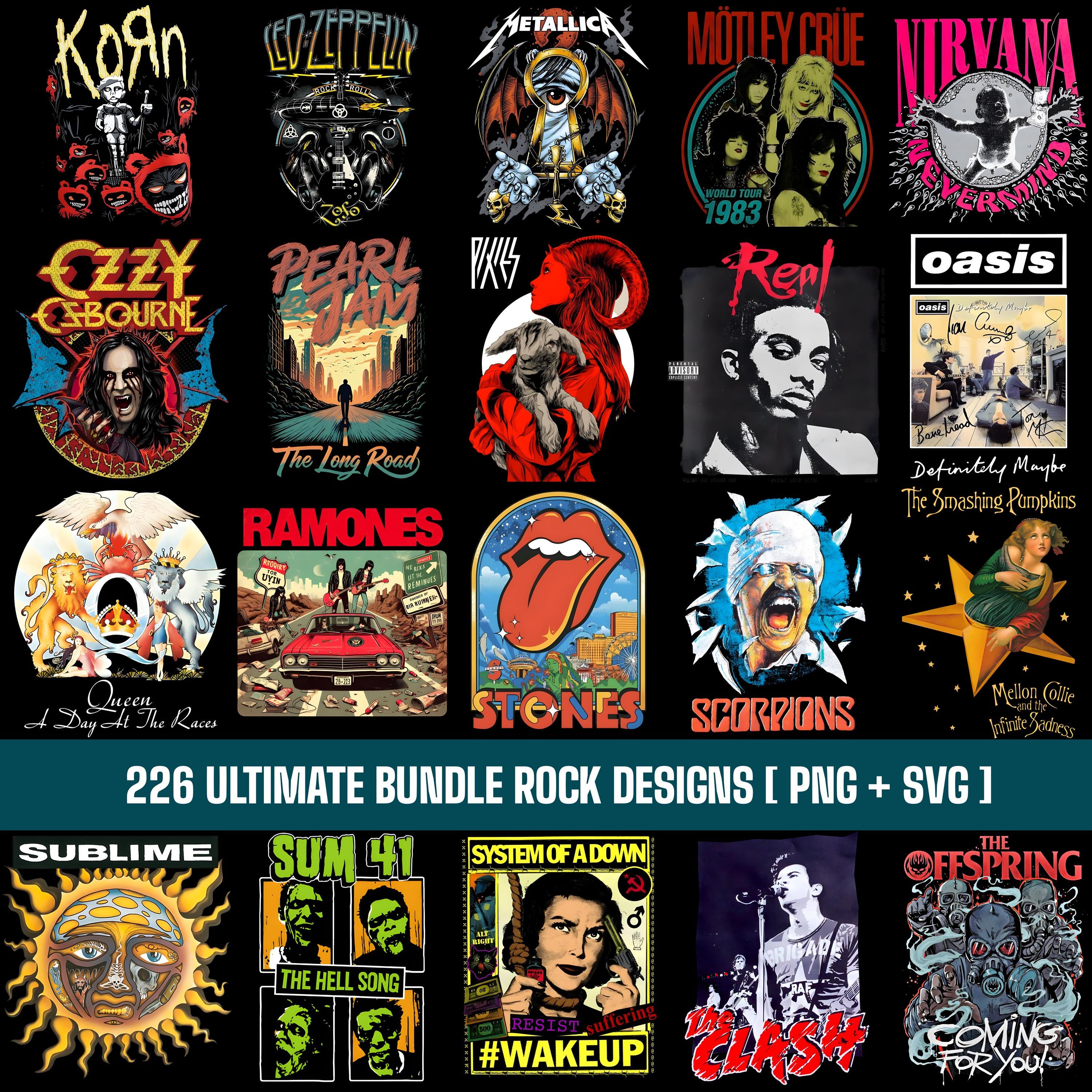 226 Designs Ultimate Rock Star Design Bundle | Gráficos ousados e temas ...