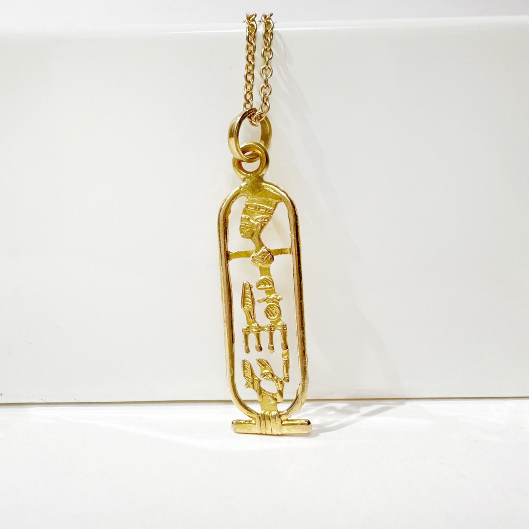 Antique Cartouche Gold Pendant, Egyptian Cartouche Pendant, 18k Gold ...