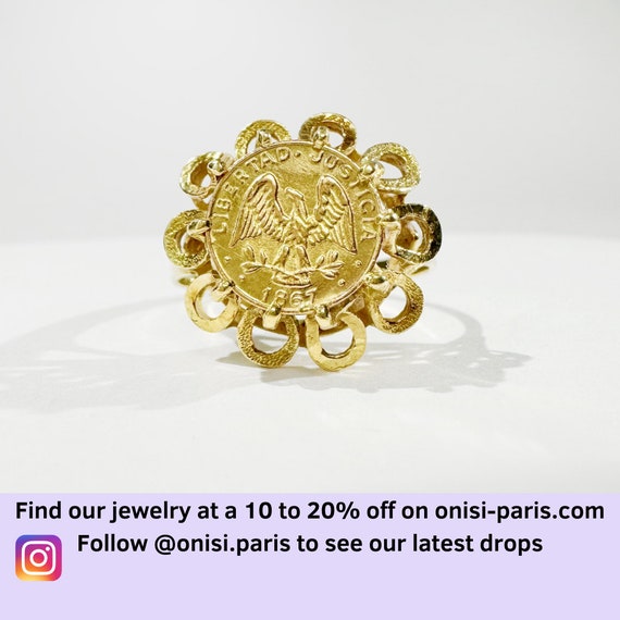 Antique 18k gold peso ring, Gold coin ring, Antique c… - Gem