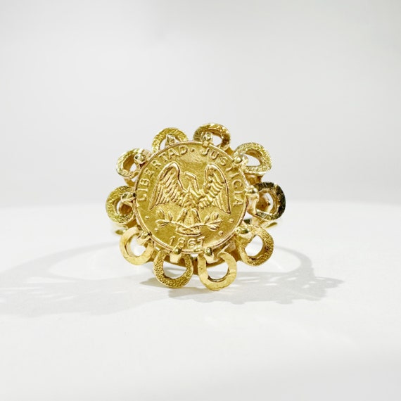 Antique 18k gold peso ring, Gold coin ring, Antique c… - Gem