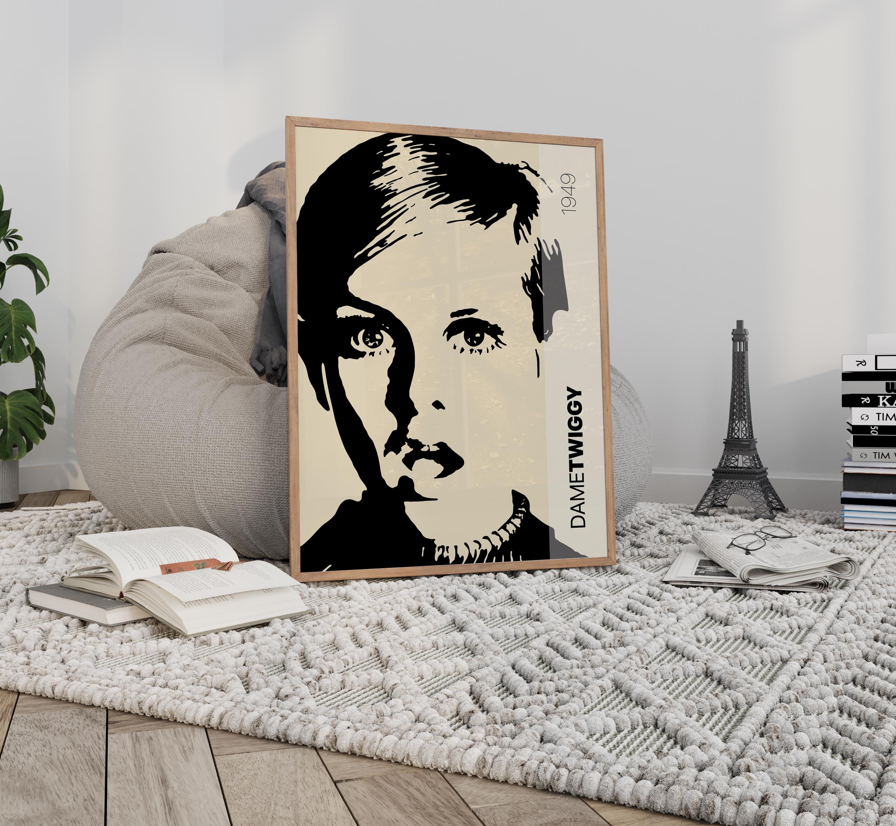 Twiggy Poster Printable Illustration Parisian Style Print Gift Idea for ...