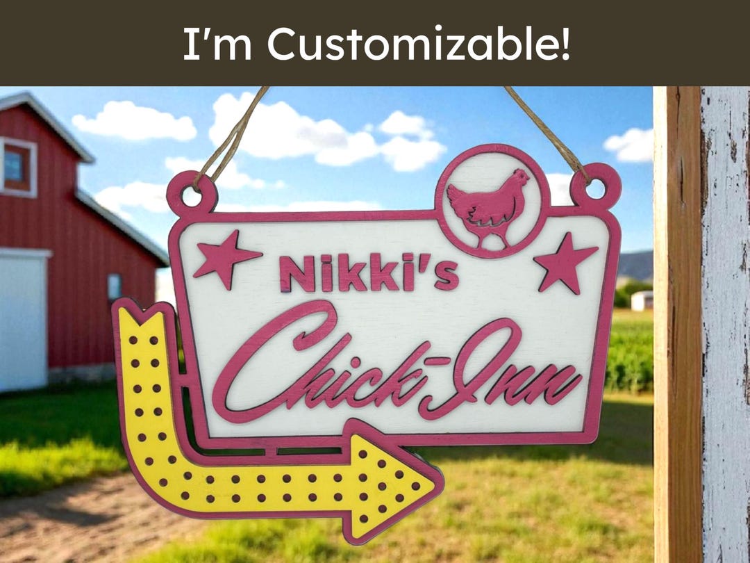 Personalized Chick Inn Chicken Coop Sign, Custom Name Farmhouse Decor ...