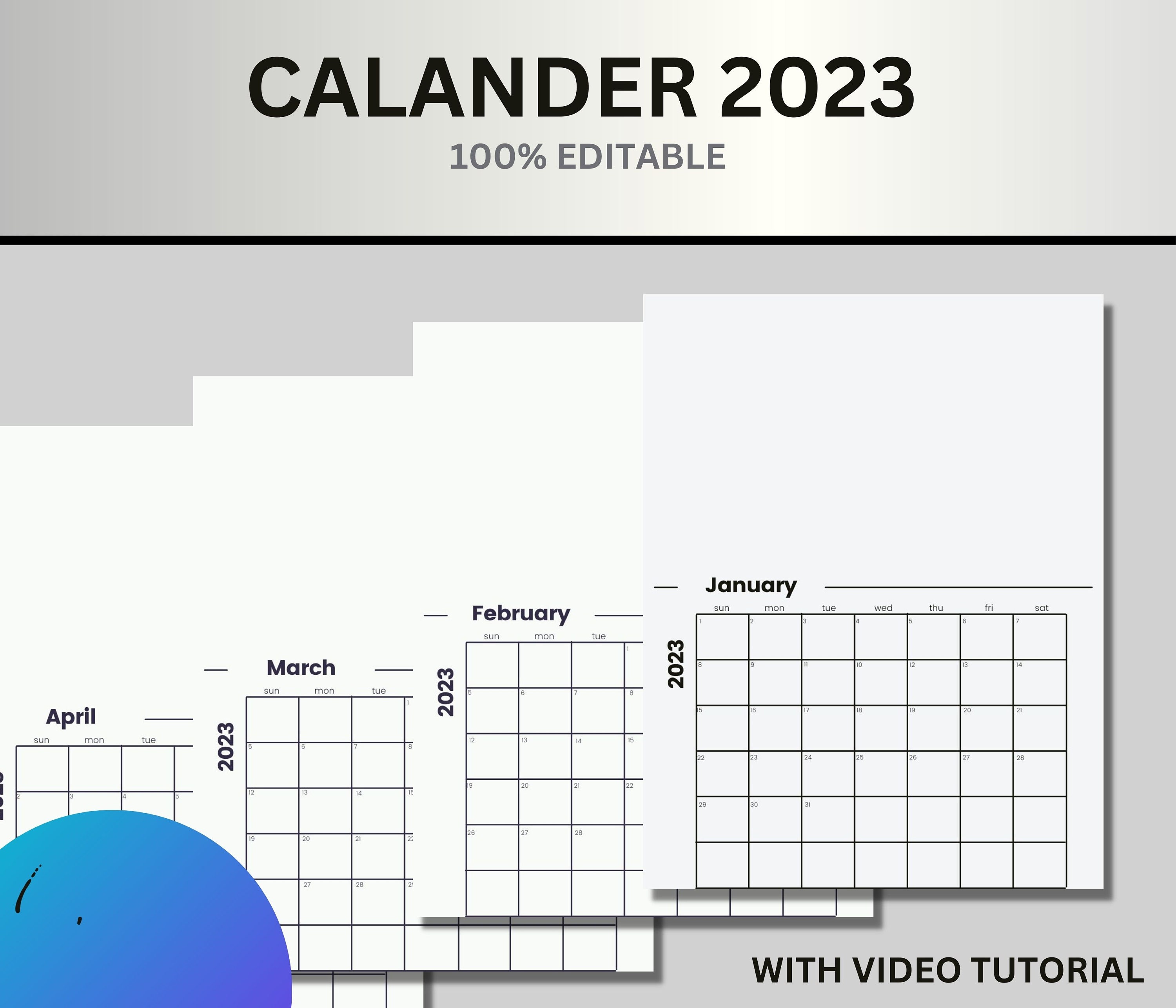 2023 Calendar Canva Template - 100% Editable With Tutorial - Etsy