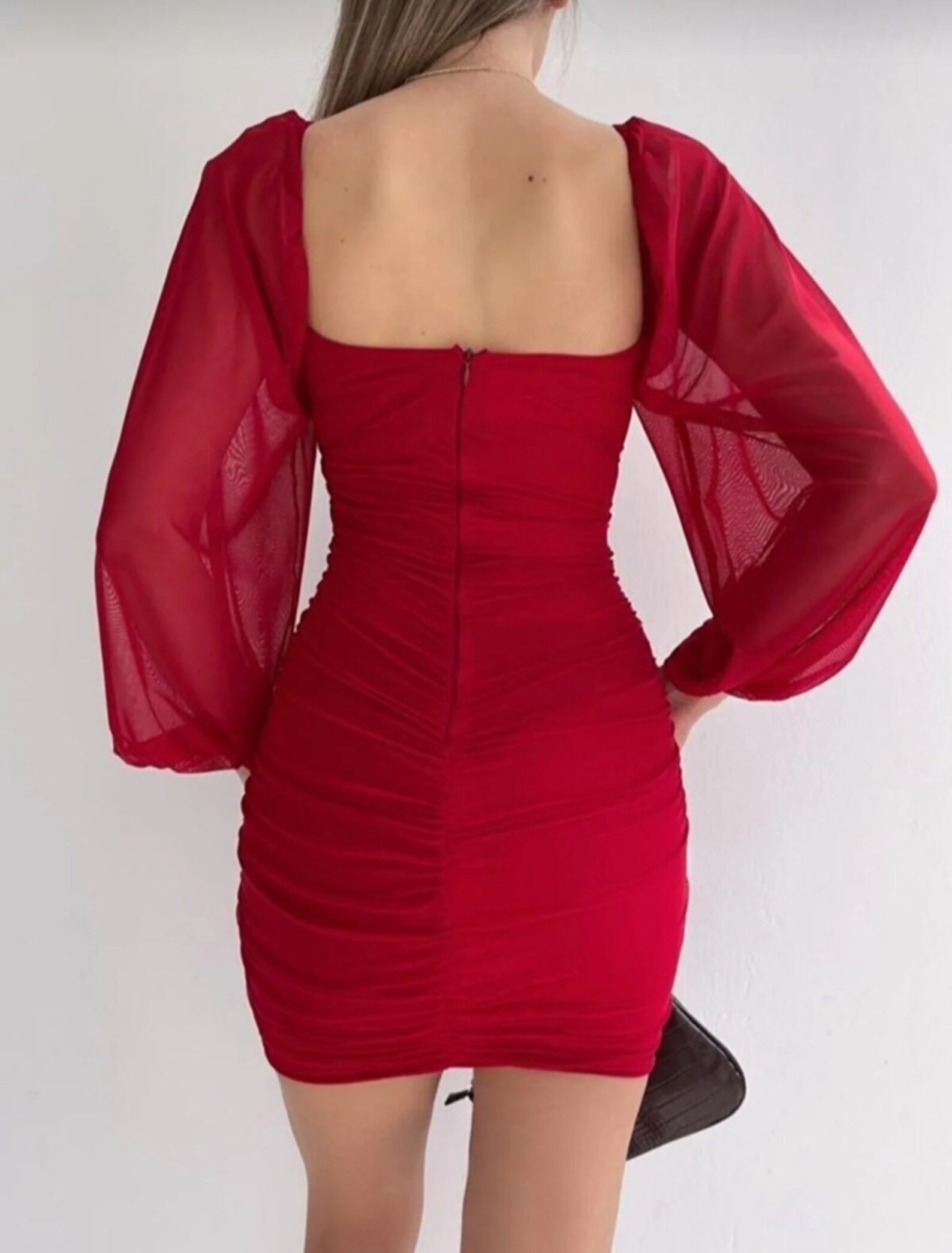 Long Sleeve Detailed Draped Dress - Etsy