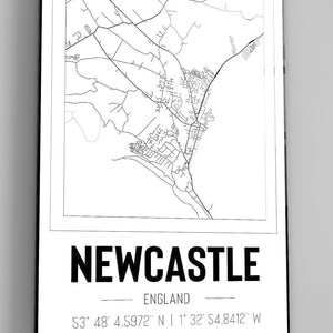 Newcastle England Map Art Print, Modern Acrylic Glass Wall Decor - Etsy