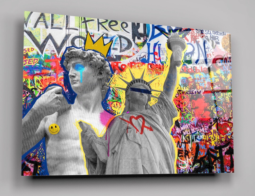 Colorful Punk Rock Abstract Collage High Gloss Acrylic Glass Wall Art ...