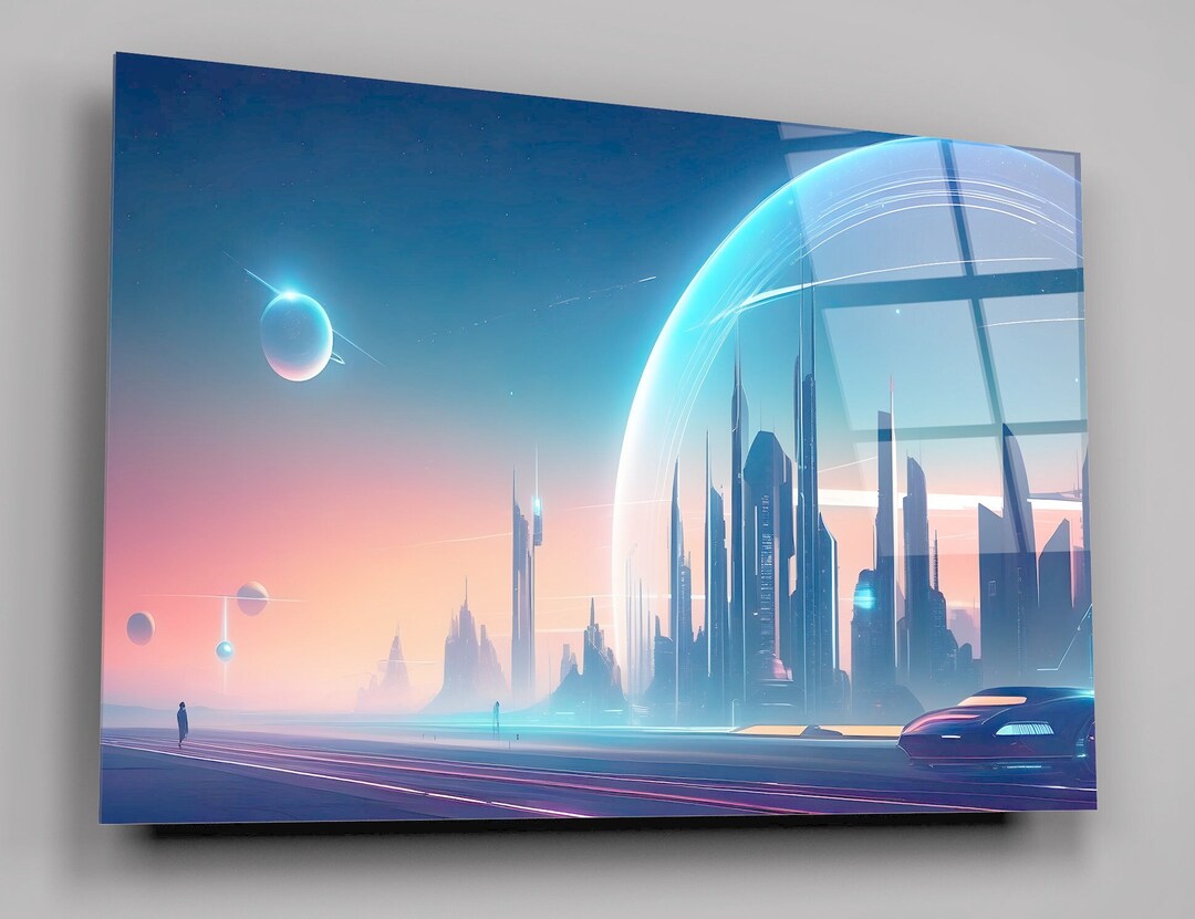 Futuristic City High Gloss Acrylic Glass Wall Art Ready to Hang - Etsy