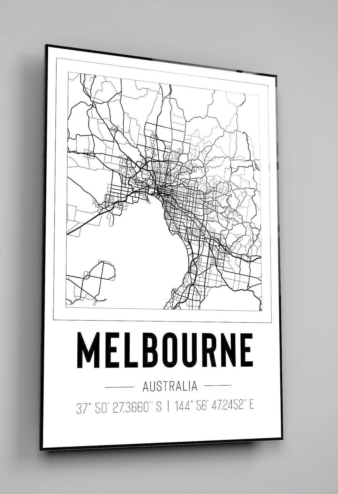 Melbourne City Map Art, Acrylic Glass Wall Decor - Etsy