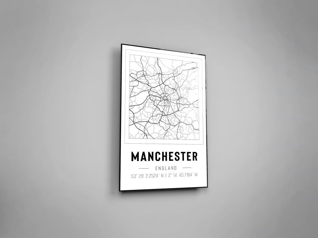 Manchester England City Map With Co Ordinates High Gloss - Etsy