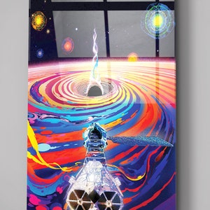 Retro Futurism NASA Space Earth Background High Gloss Acrylic Glass ...