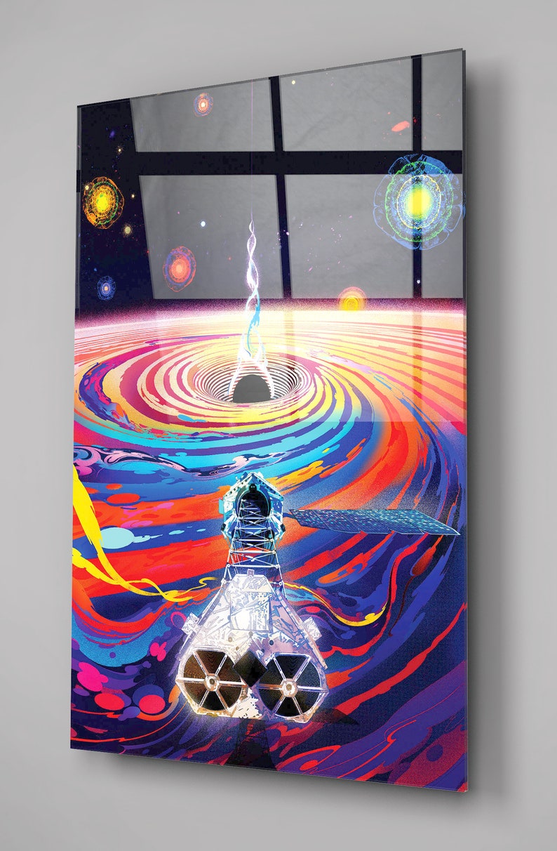 Retro Futurism NASA Space Earth Background High Gloss Acrylic Glass ...