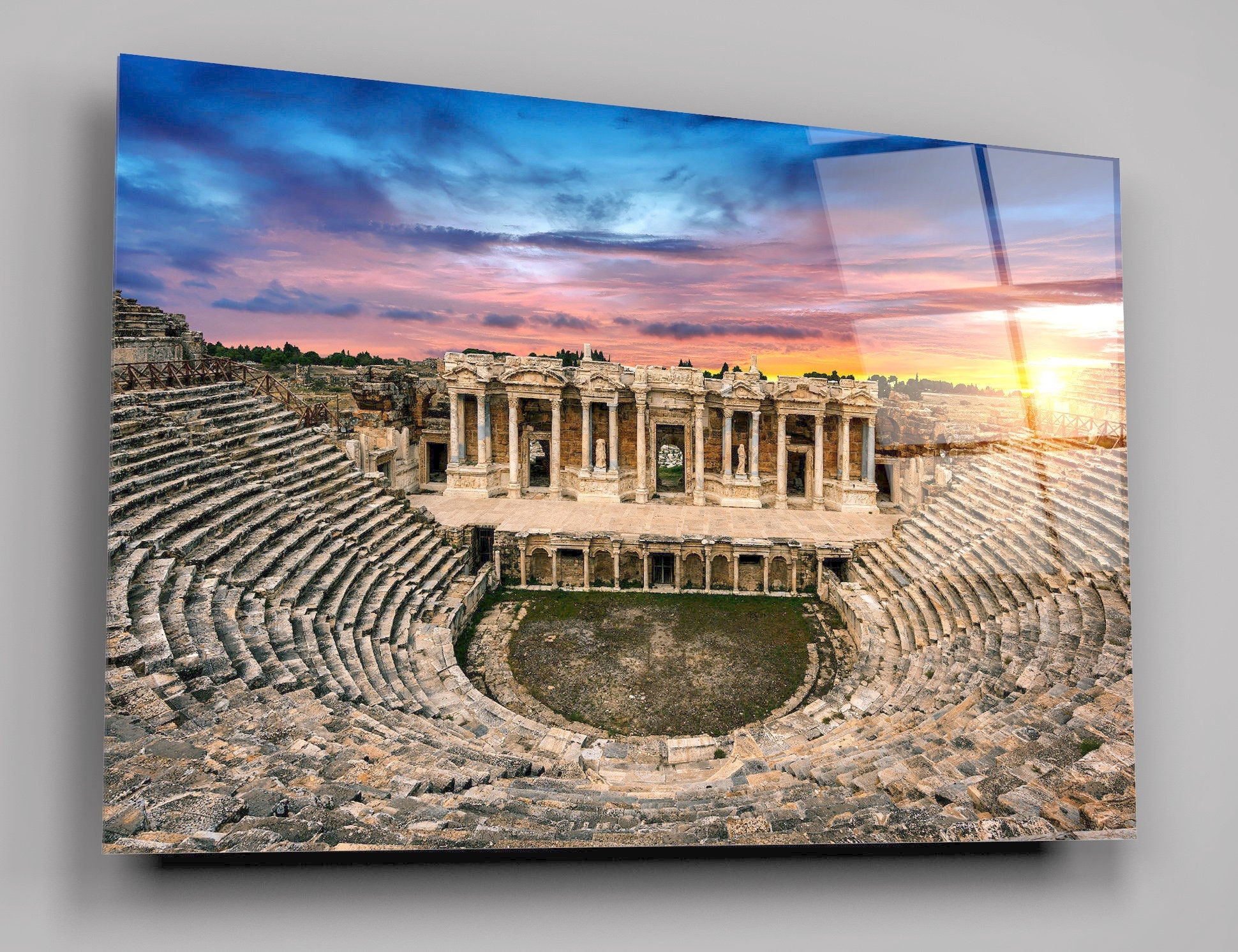 Amphitheater in Ancient City of Hierapolis at Sunset, Pamukkale in ...