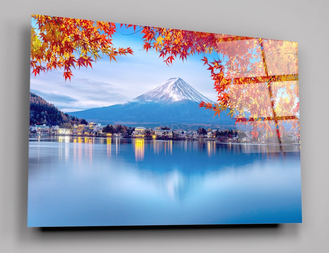 Mount Fuji Autumn Acrylic Glass Wall Art, Japan Lake Kawaguchiko - Etsy