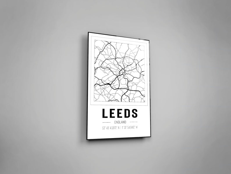 Leeds England City Map With Co Ordinates High Gloss Acrylic - Etsy Leeds England City Map With Co Ordinates High Gloss Acrylic - Etsy