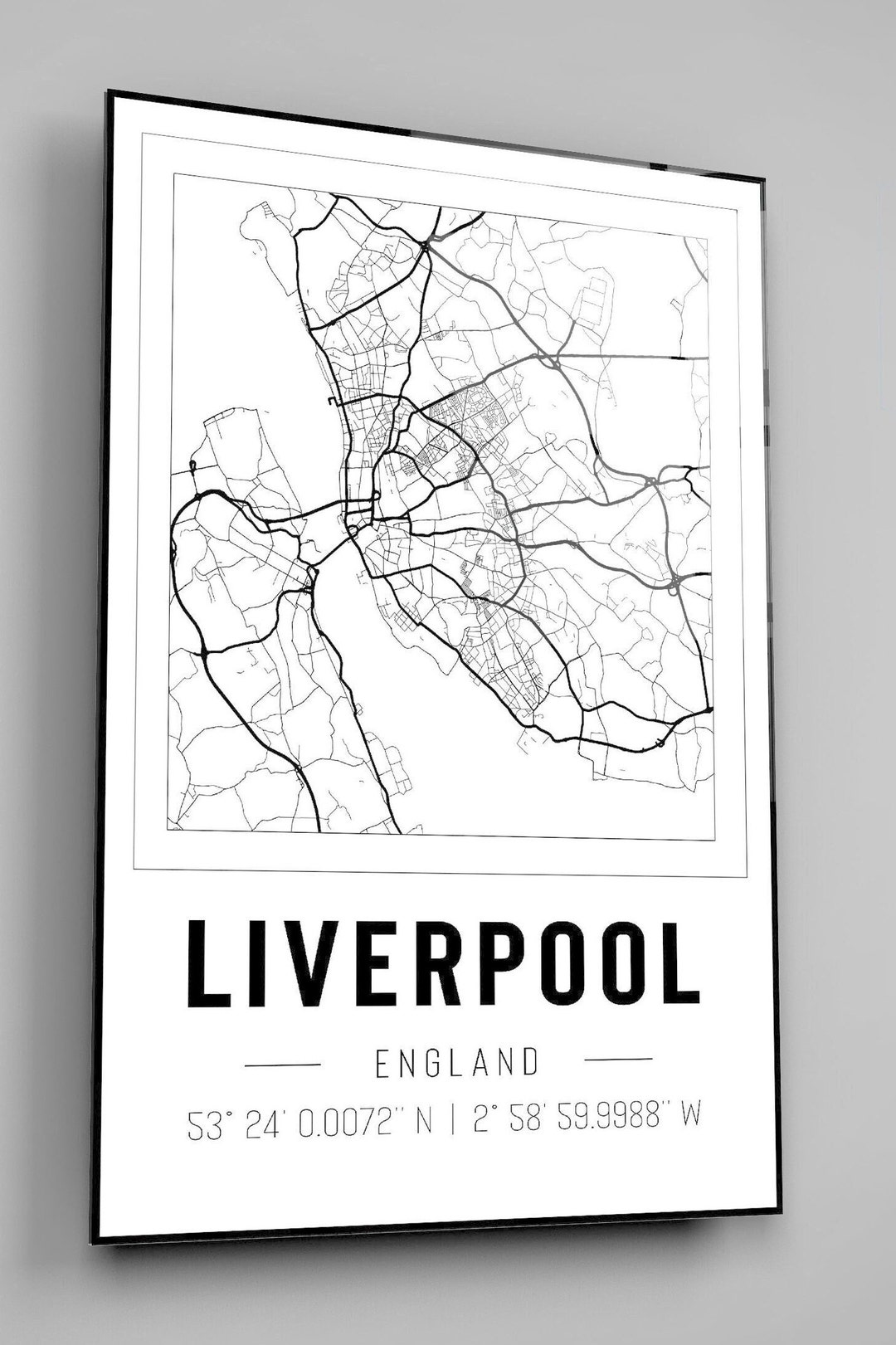 Liverpool England City Map Art, Acrylic Glass Wall Decor - Etsy