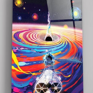 Retro Futurism NASA Space Earth Background High Gloss Acrylic Glass ...