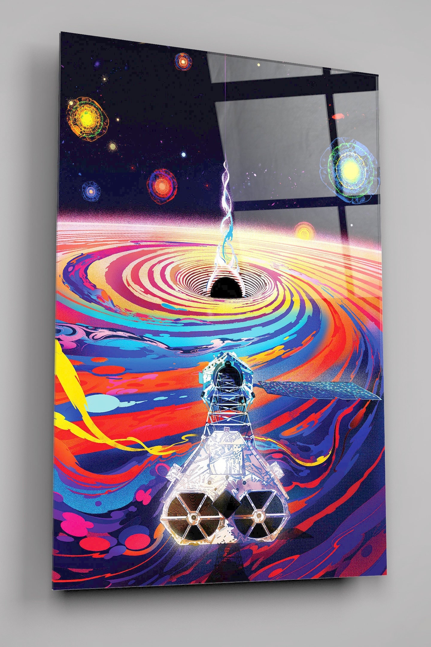 Retro Futurism NASA Space Earth Background High Gloss Acrylic Glass ...