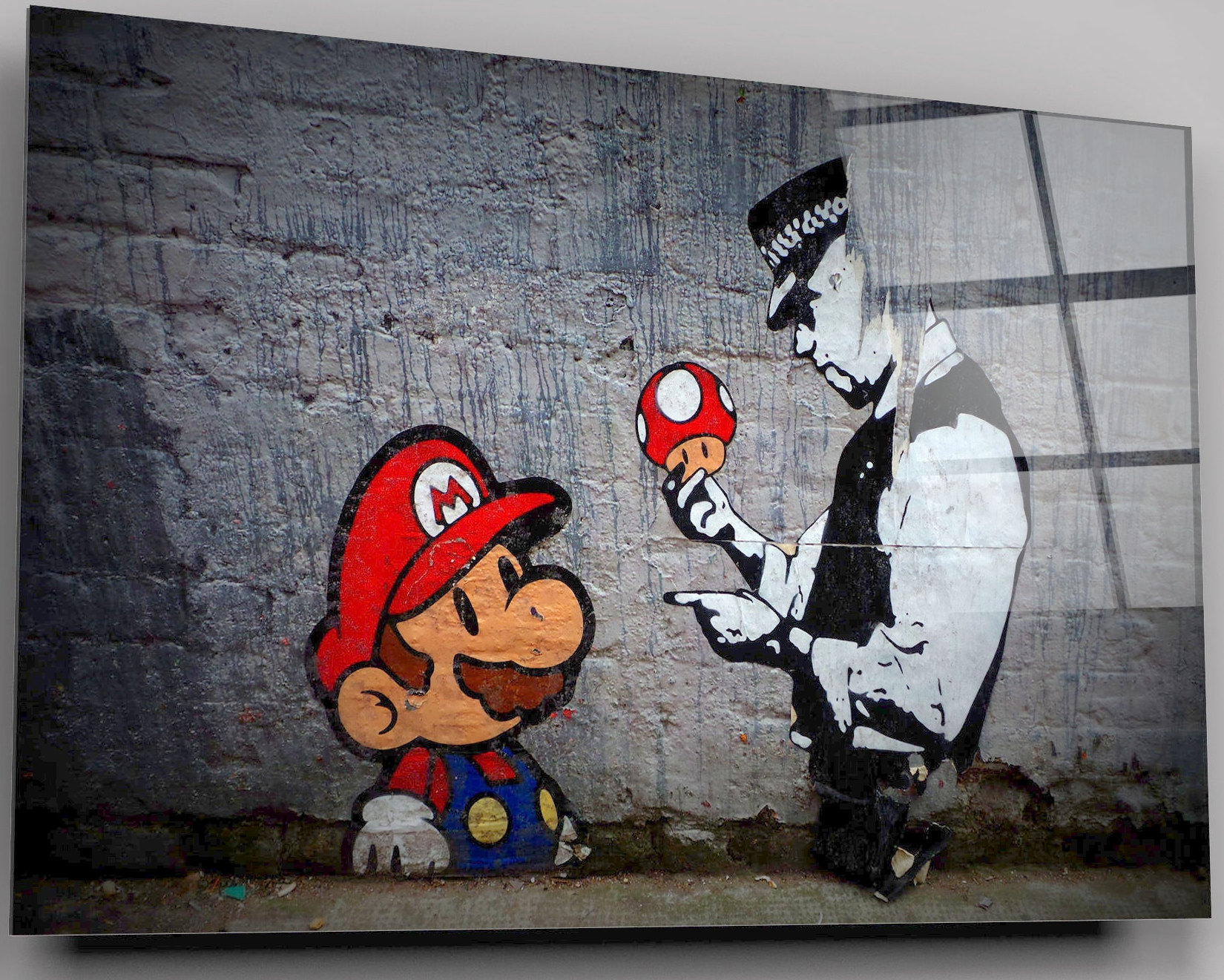 Banksy Mario Police Officer Graffiti High Gloss Acrylic Glass Wall Art ...