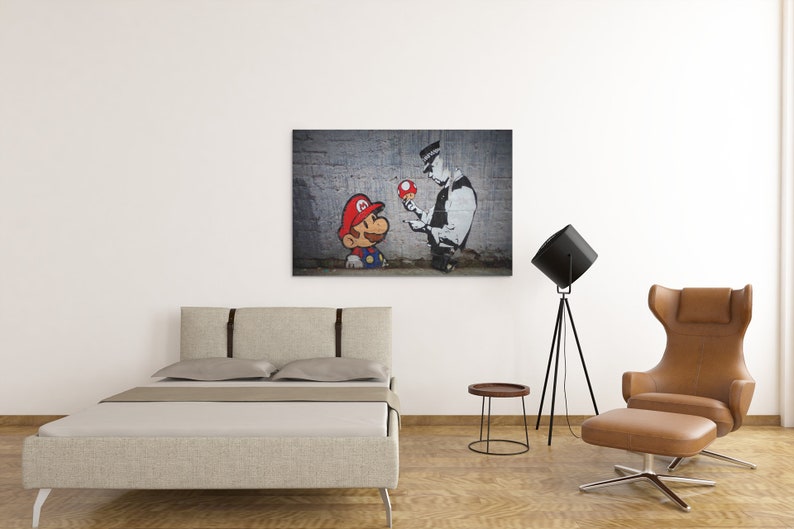 Banksy Mario Police Officer Graffiti High Gloss Acrylic Glass Wall Art ...