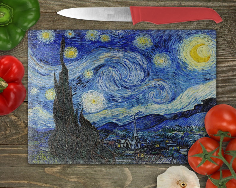 Vincent Van Gogh's the Starry Night Rectangular Glass Cuttingboard ...