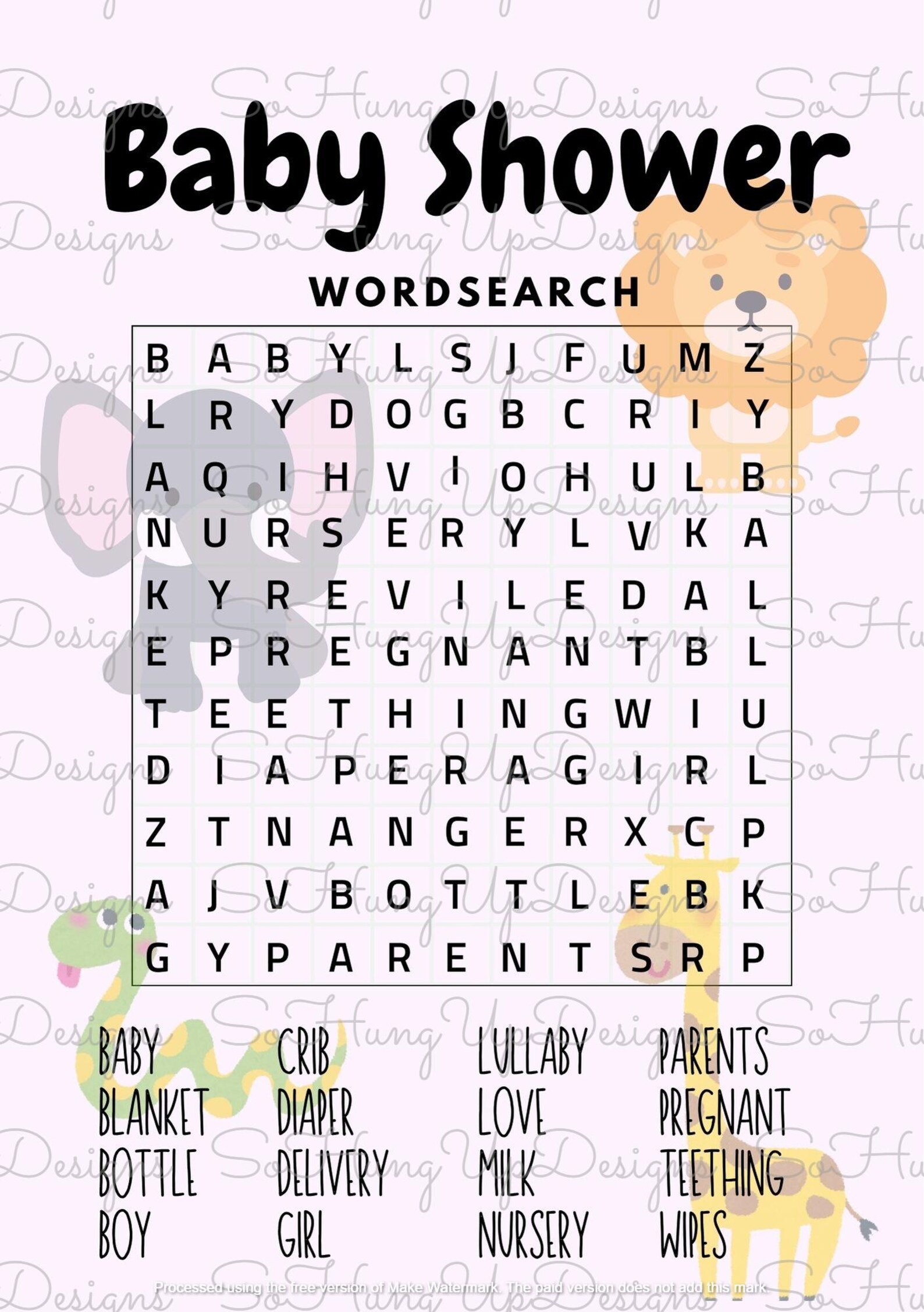 5 Printable Baby Shower Games Animals Cute Jungle Games Baby Shower Fun ...