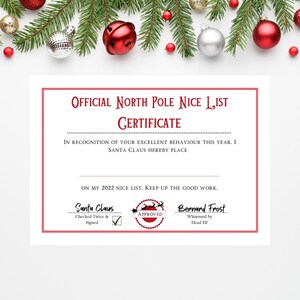 Letter to Santa Official Nice List Certificate Kids Christmas Wish List ...