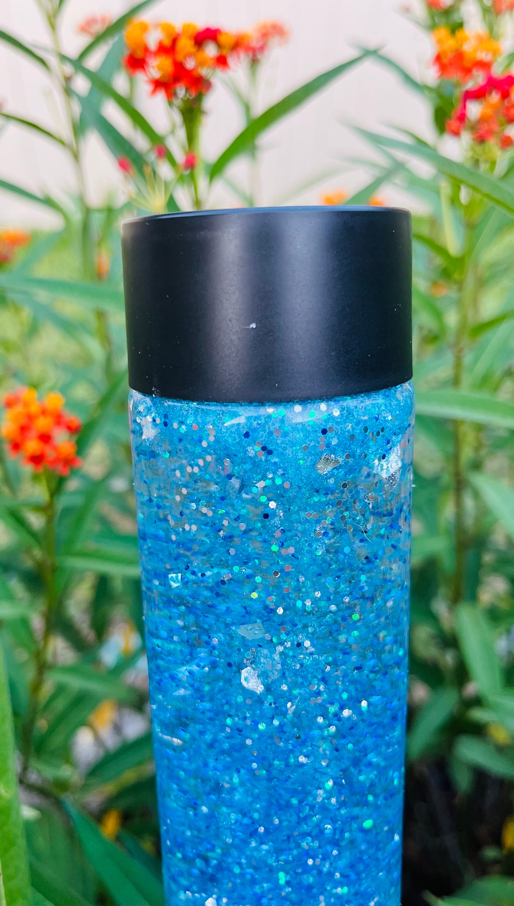 Personalized Blue Silver Glitter Sensory Jar Calm Down Bottle for Kids ...