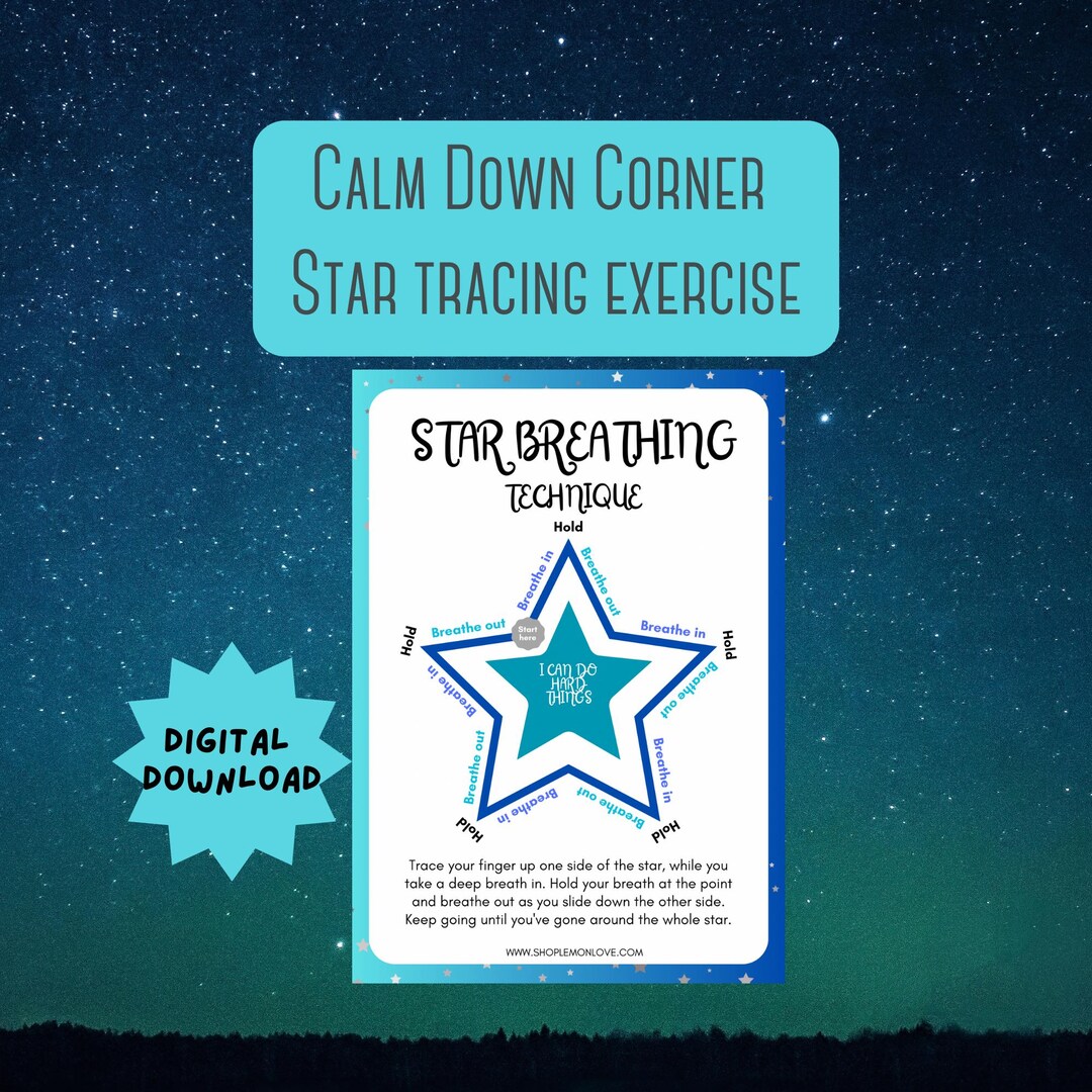 Calm Down Corner Breathing Anxiety Activity Kids Star Grounding ...