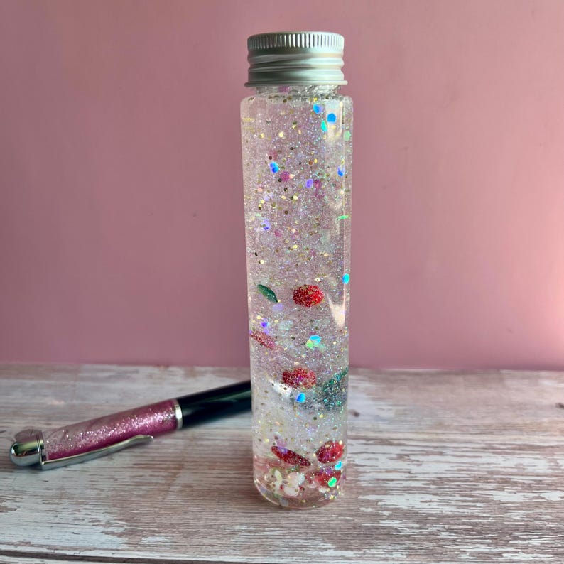 Pink Glitter Sensory Pen: Floating Oil Fidget Pen Snow Globe Teacher ...