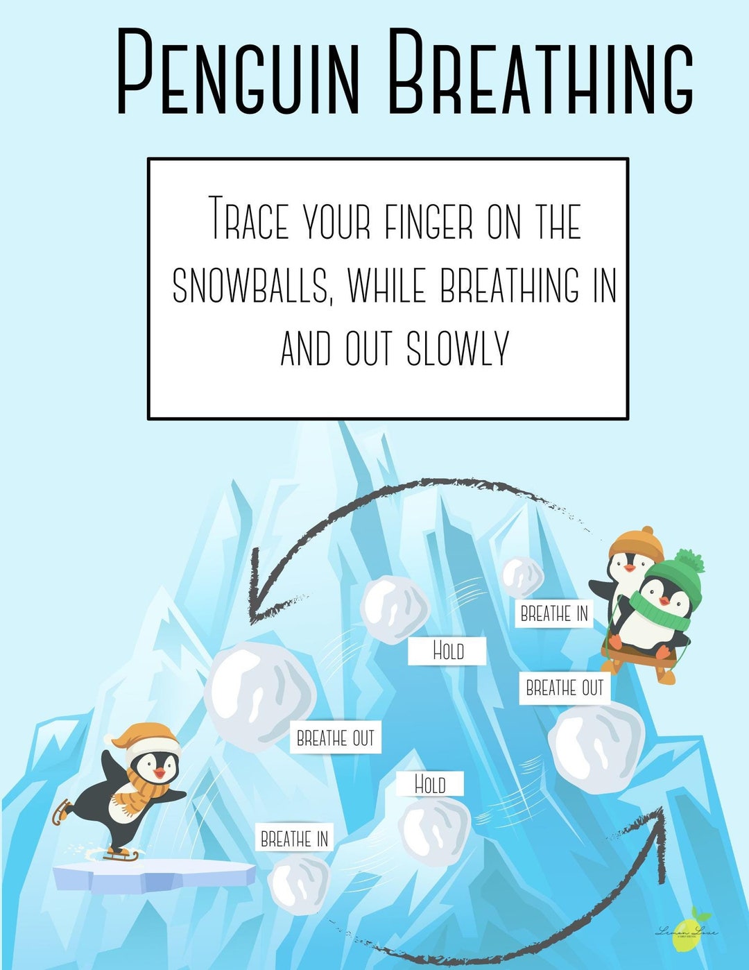 Printable Penguin Breathing Exercise for Kids Digital Kids Mindfulness ...