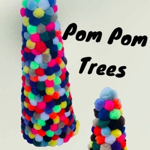 Pom Pom Tree Holiday Decorations Farmhouse Decor Mantle Pom Pom Decor ...