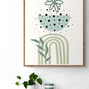 Green Boho Abstract Wall Arts Set of 9, Sage Green Bohemian Art Set ...
