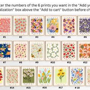 Flower Market Print Set of 6 Floral Wall Arts Botanical - Etsy