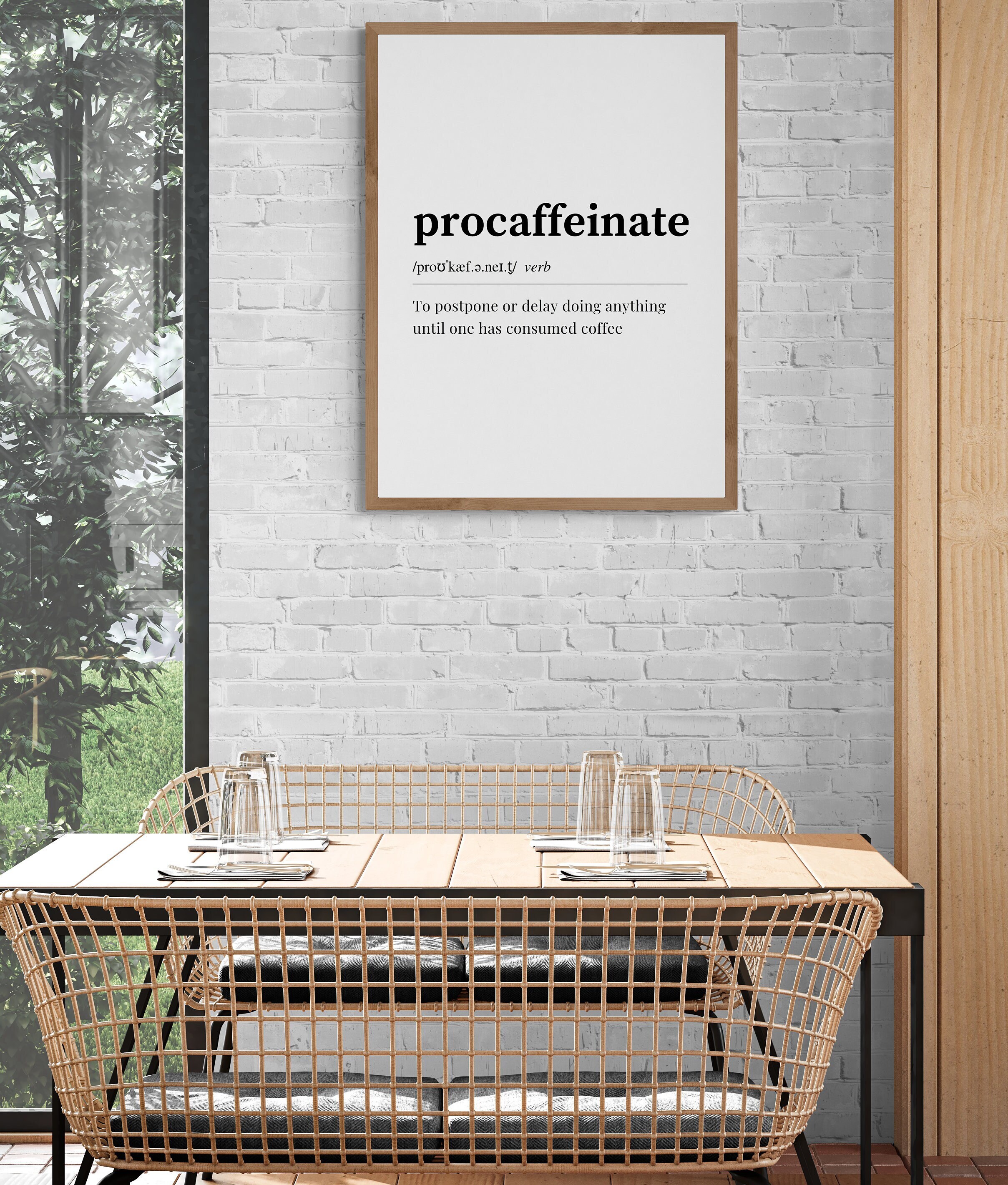 Procaffeinate Definition Art Print, Minimalist Cafe Decor, Coffee Shop ...