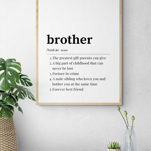 Brother Definition Print, Brotherhood Printable Art, Modern Minimalist ...
