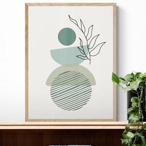 Sage Green Boho Wall Arts Set of 6, Green Abstract Art Posters, Green ...