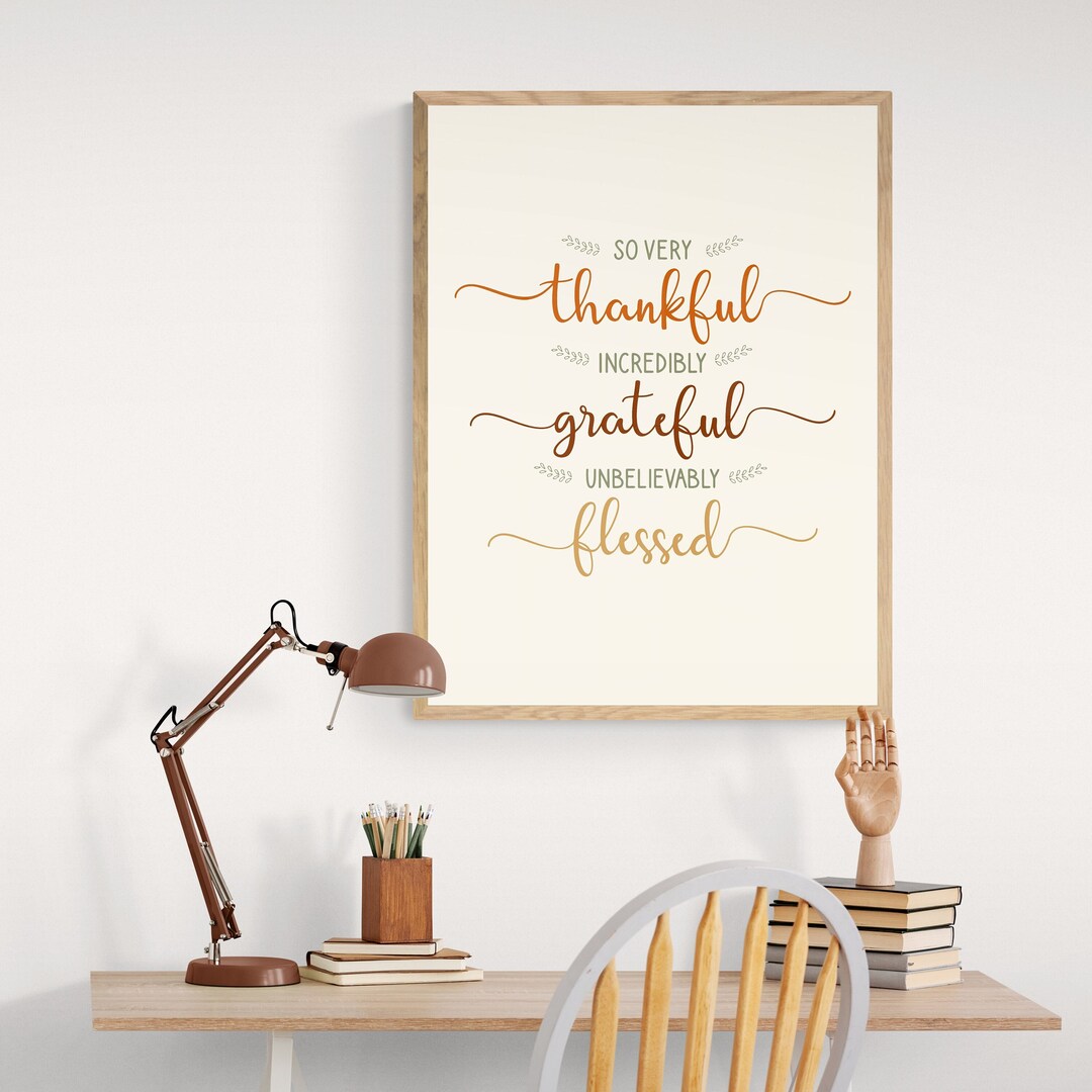 Thanksgiving Wall Art, Fall Poster, Thankful Art Print, Grateful Wall ...