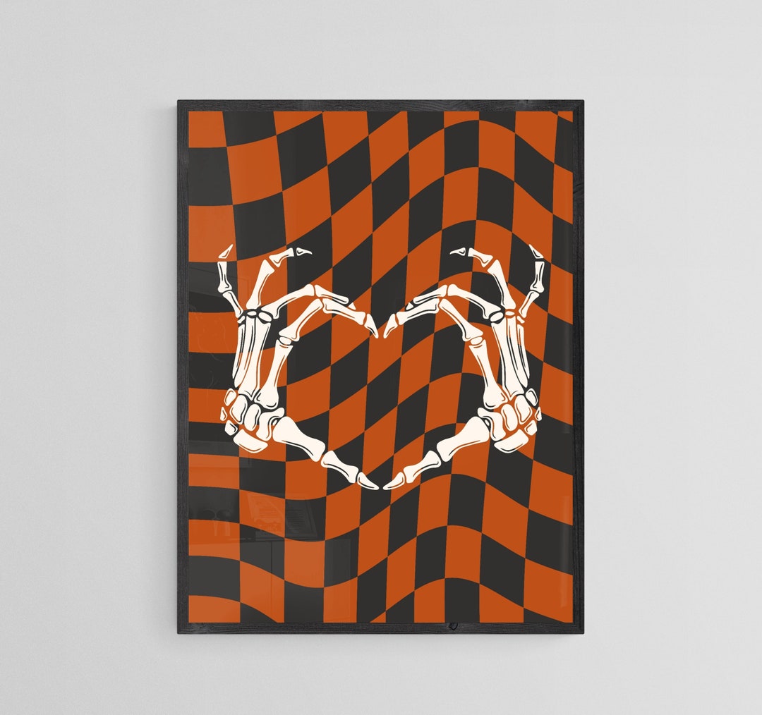 Funky Halloween Print, Modern Halloween Skeleton Print, Groovy ...