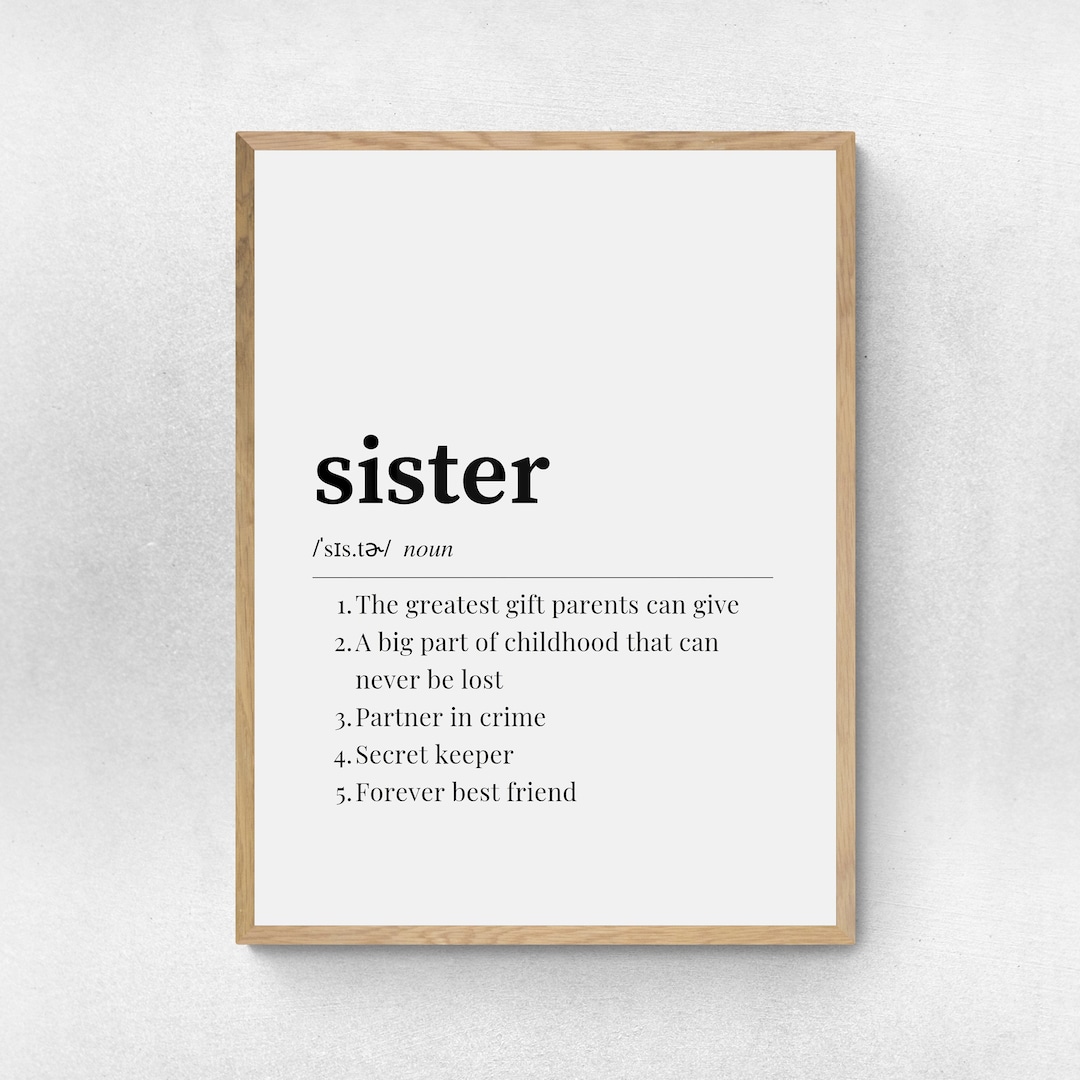 Sister Definition Print, Sisterhood Printable Art, Modern Minimalist ...