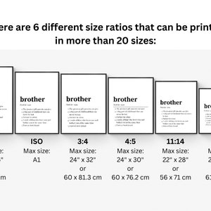 Brother Definition Print, Brotherhood Printable Art, Modern Minimalist ...