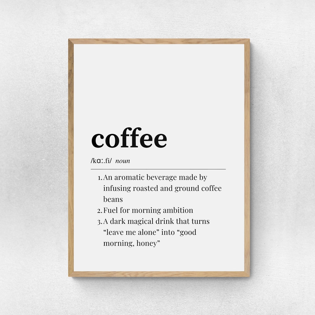 Coffee Definition Art Print, Minimalist Cafe Decor, Modern Coffee Shop ...