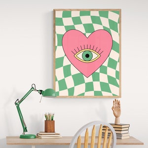 Funky Wall Arts Set of 6, Preppy Art Prints, Groovy Art Posters, Cute ...