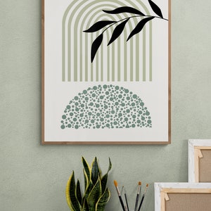 Green Boho Abstract Wall Arts Set of 9, Sage Green Bohemian Art Set ...
