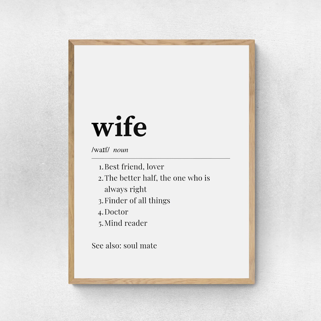 Wife Definition Print, Meaningful Gift for Wife, Fun Decor Gift for ...
