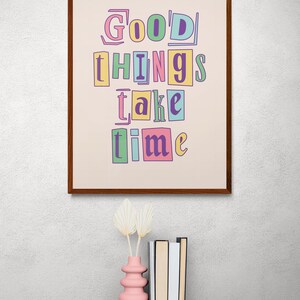 Preppy Retro Wall Art, Groovy Art Poster, Pastel Motivational Print ...
