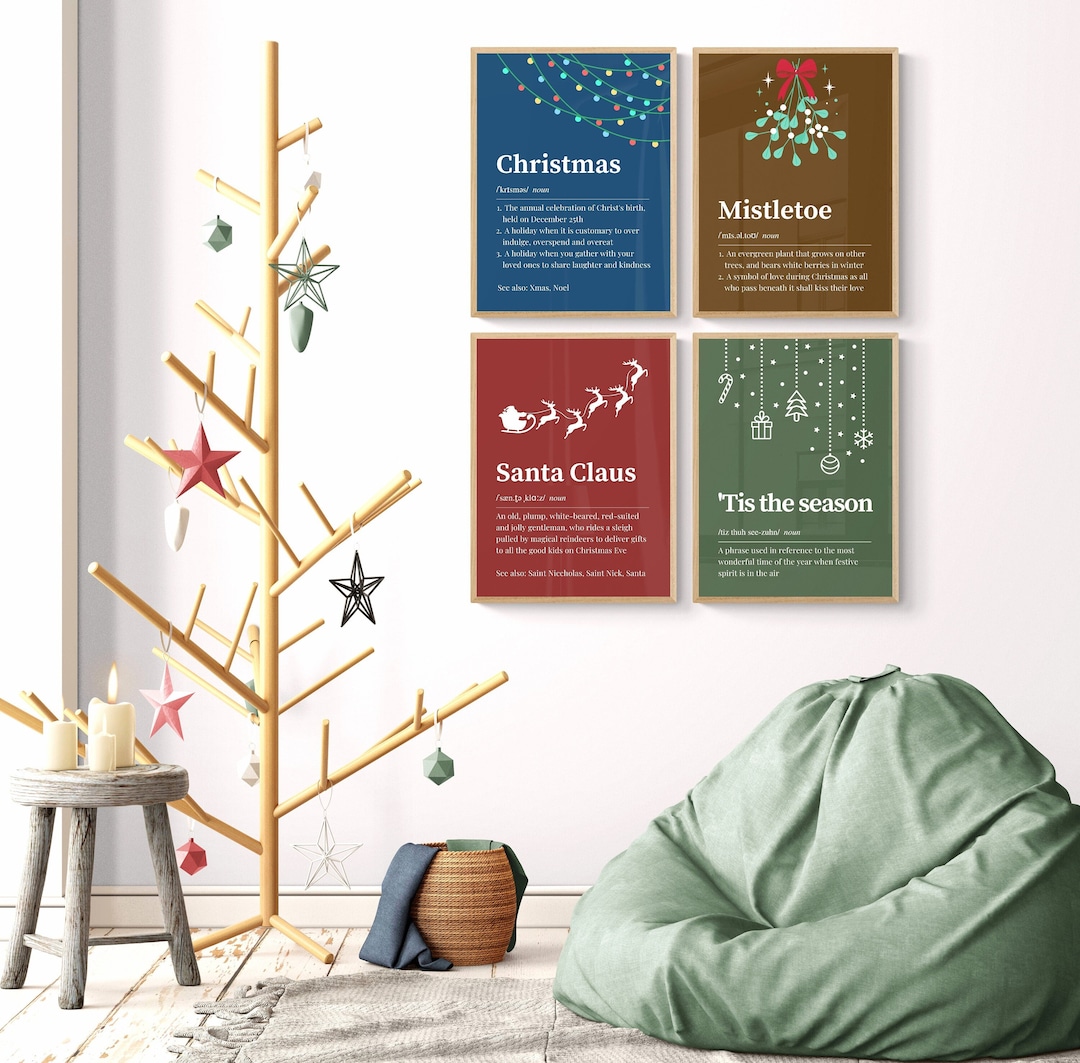 Christmas Definition Prints Set of 4, Santa Definition, Mistletoe ...