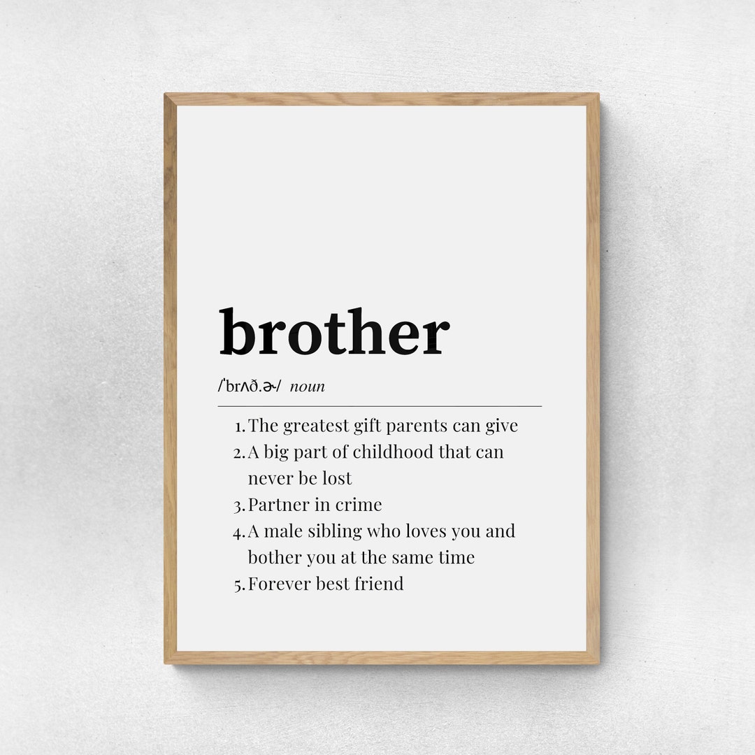 Brother Definition Print, Brotherhood Printable Art, Modern Minimalist ...