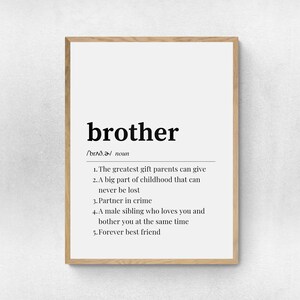 Brother Definition Print, Brotherhood Printable Art, Modern Minimalist ...