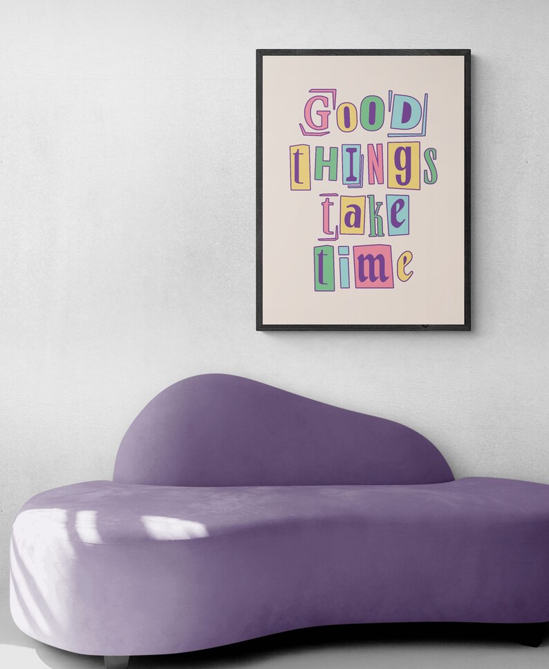 Preppy Retro Wall Art, Groovy Art Poster, Pastel Motivational Print ...