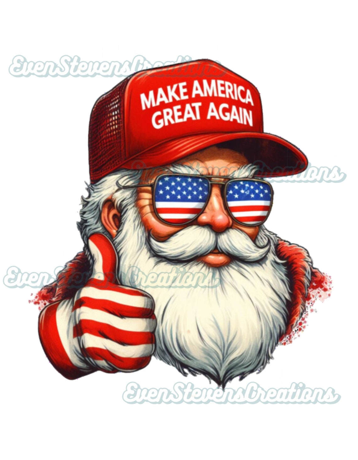 Christmas Santa Claus Make America Great Again Hat American Flag ...